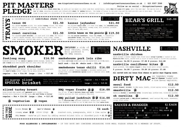 MENU – King Street Tavern