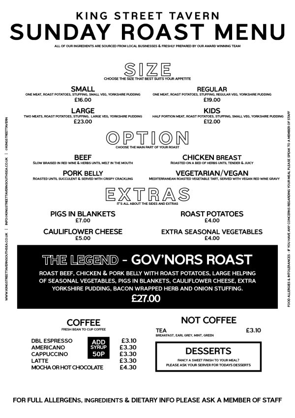 MENU | King Street Tavern